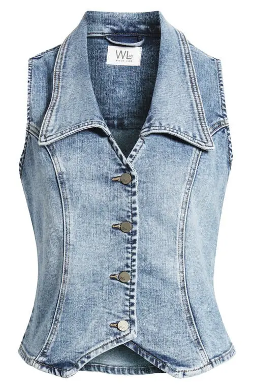 WASH LAB DENIM Willa Waistcoat - Clean Blue