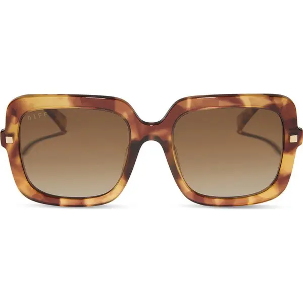 DIFF Sandra 54mm Polarized Square Sunglasses - Brown Fleur/brown Gradient