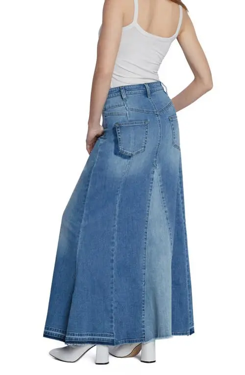 WASH LAB DENIM Bliss Flare Maxi Skirt - Spark Blue