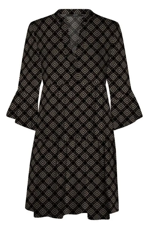 Vero Moda Geometric Print Bell Sleeve Minidress