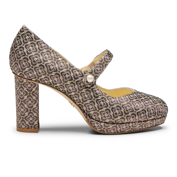 Sarah Flint Perfect Mary Jane Platform 85 - Plum Metallic Jacquard