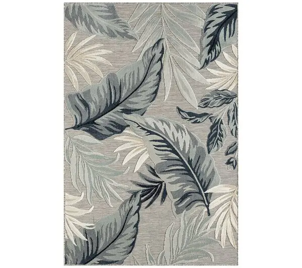 OX BAY TRADING CO. Ox Bay Botanical 5' X 7' Blue Taupe Indoor Out Door Area Rug - One-color