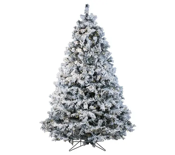VICKERMAN 7.5' Flocked Alaskan Pine Artificial Hristmas Tree - One-color