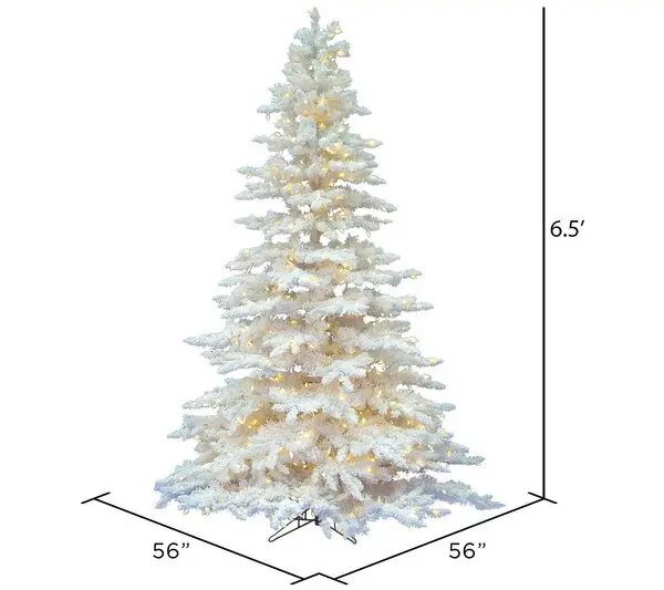 VICKERMAN 6.5' Flocked White Spruce Artificial Hristmastree W