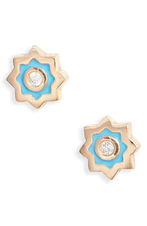 Anzie Icon Diamond Stud Earrings - Blue