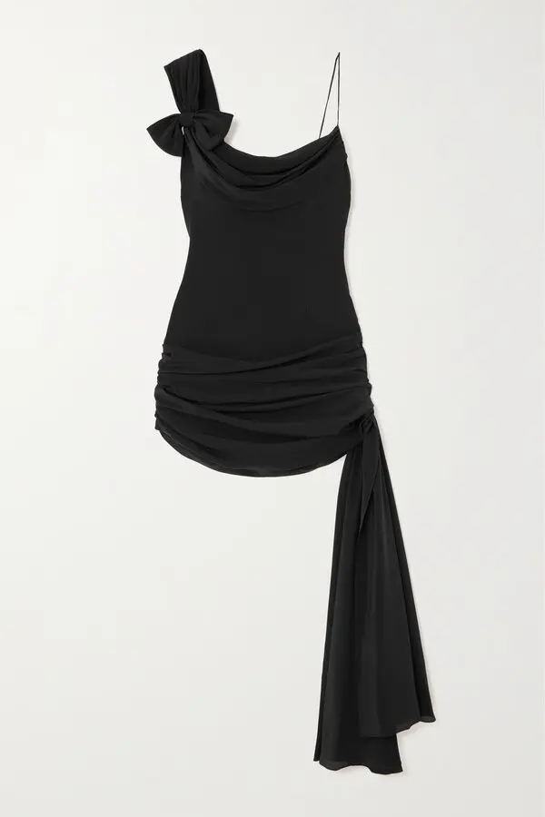 sachin and babi light blue dress Alessandra Rich Draped Silk-Chiffon Mini Dress In Black - 50% Off
