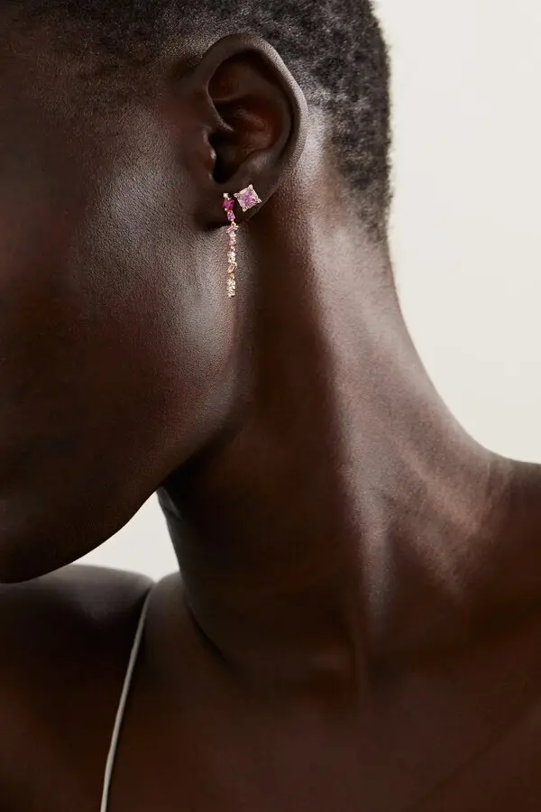 SUZANNE KALAN 18-karat Sapphire And Diamond Drop Earrings