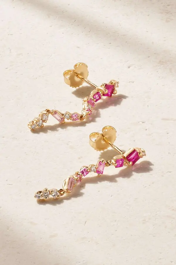 SUZANNE KALAN 18-karat Sapphire And Diamond Drop Earrings