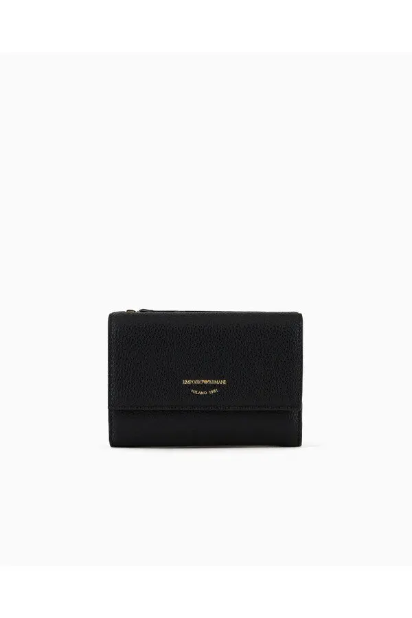 Emporio Armani Myea Bifold Wallet With Deer Print - Black