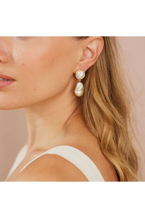 KENNETH JAY LANE Baroque Pearl Drop Earrings