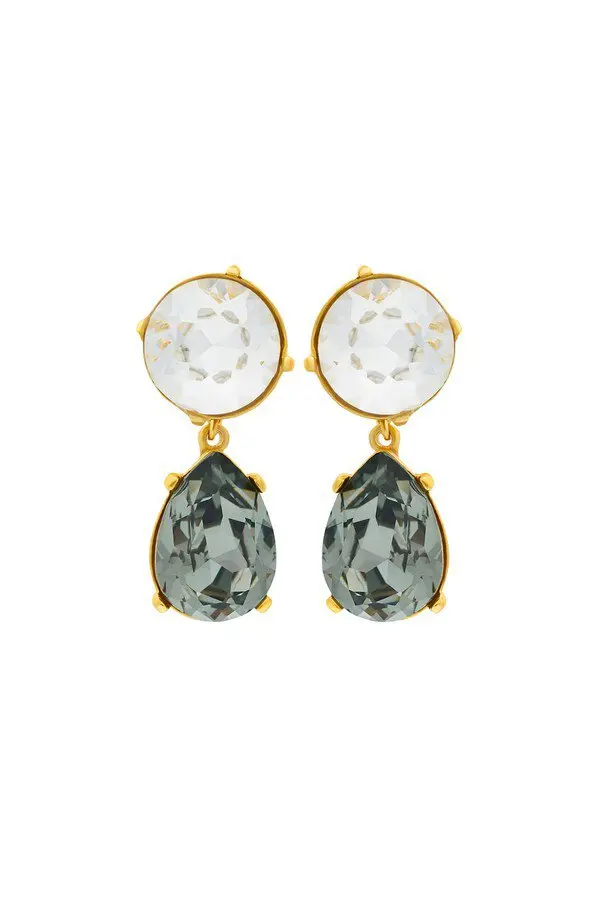 KENNETH JAY LANE Crystal & Diamond Drop Earrings - Black