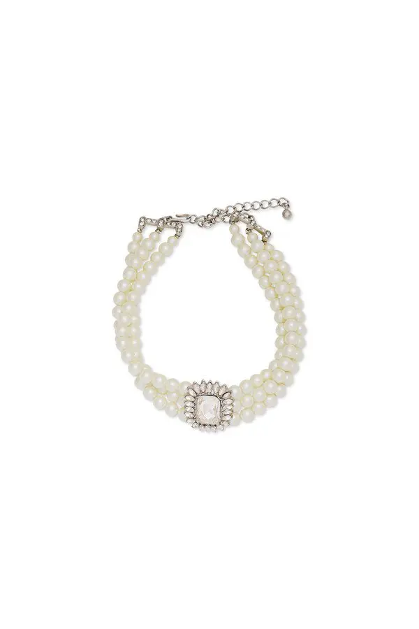 KENNETH JAY LANE Three Row Pearl & Crystal Choker - Natural