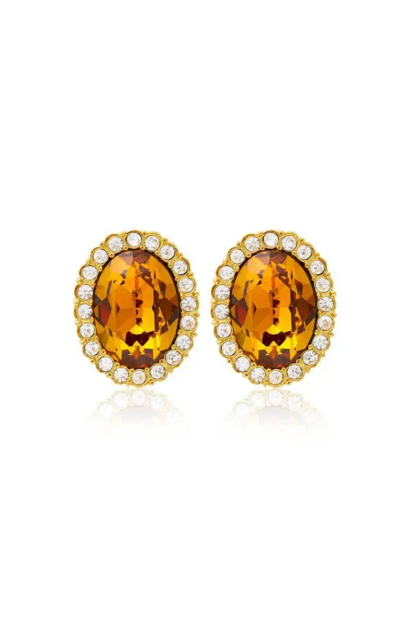 KENNETH JAY LANE Oval Clip On Earrings - Lime