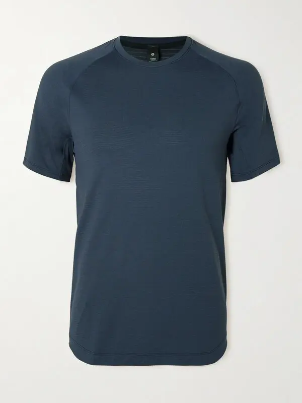 Lululemon License To Train Striped Stretch Recycled-jersey T-shirt - Blue