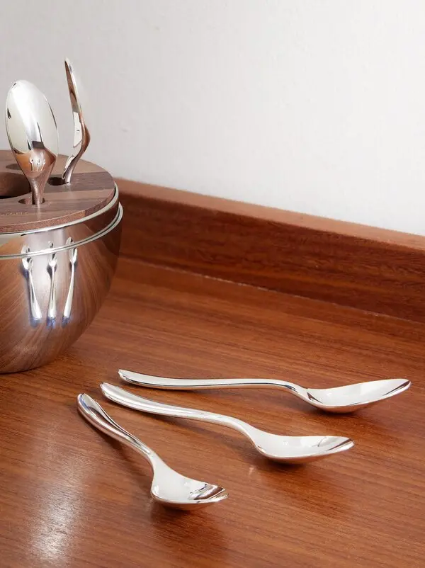 Christofle Mood Coffee Set Of Six -plated Espresso Spoons With Case