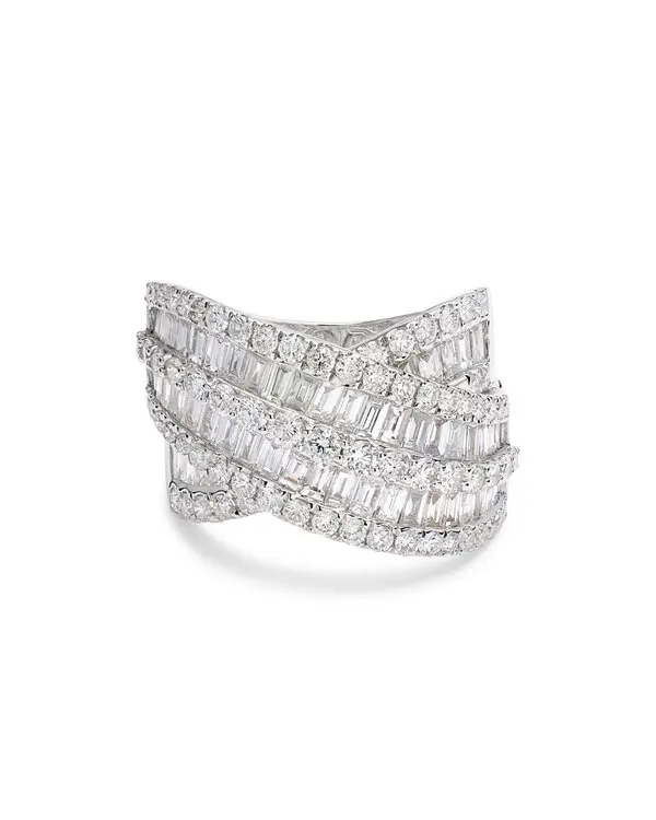Bloomingdale'S Diamond Baguette & Round Crossover Statement Ring