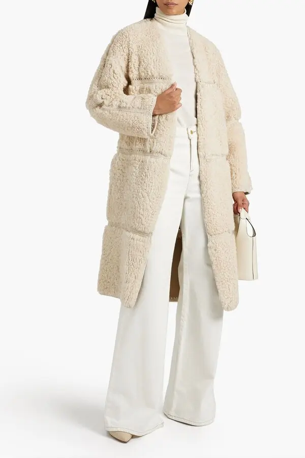 Zimmermann Shearling Coat With Knitted Trims