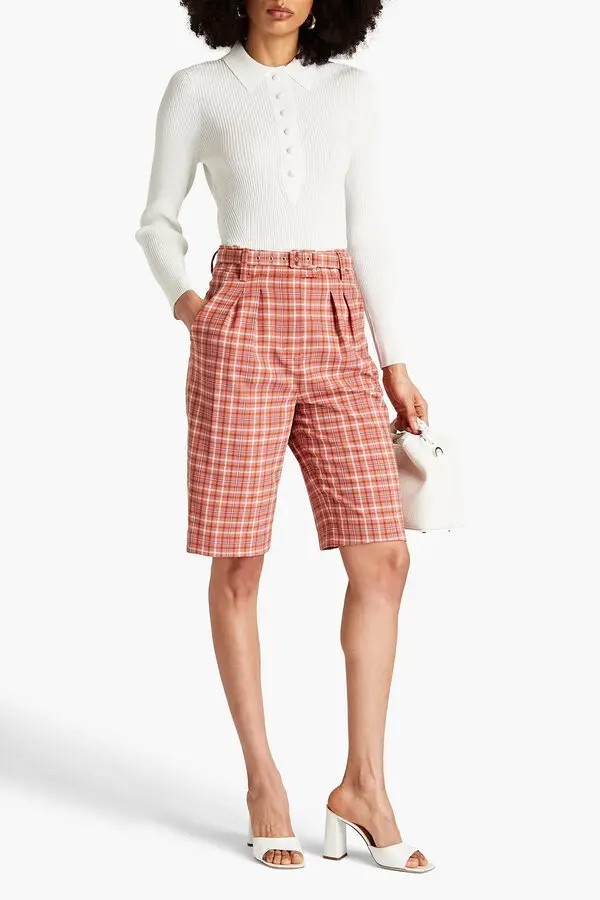 Zimmermann Checked Jacquard Pleated Shorts