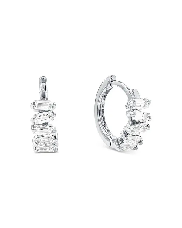 SUZANNE KALAN 18k Gold Diamond Huggie Hoop Earrings - White