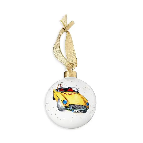 SPODE Doodles Christmas Cruising Ball Ornament - White