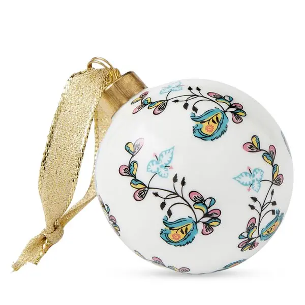 SPODE Kit Kemp For Psycho Sprig Yellow Bauble Ornament