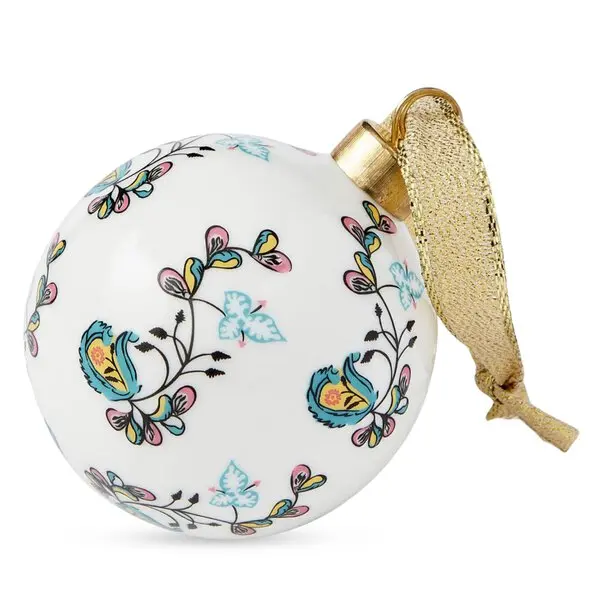 SPODE Kit Kemp For Psycho Sprig Yellow Bauble Ornament