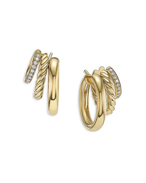 David Yurman Dy Mercer Huggie Hoop Earrings - Gold