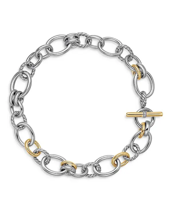 David Yurman Dy Mercer Chain Necklace With Diamonds - Silver/gold