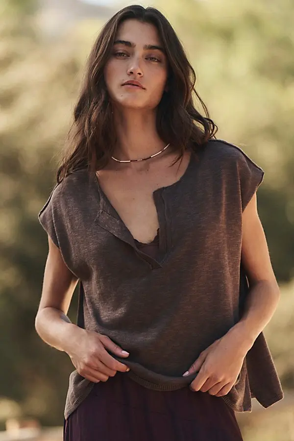 Free People Marina Del Sol Sweater Top - Chocolate Chip