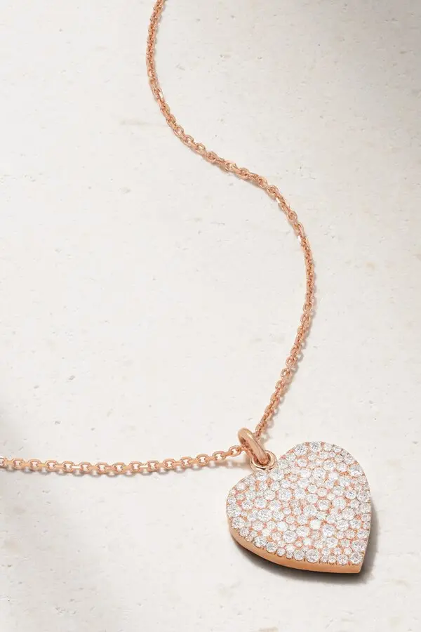 ANITA KO Pebble Diamond Heart Necklace - Gold