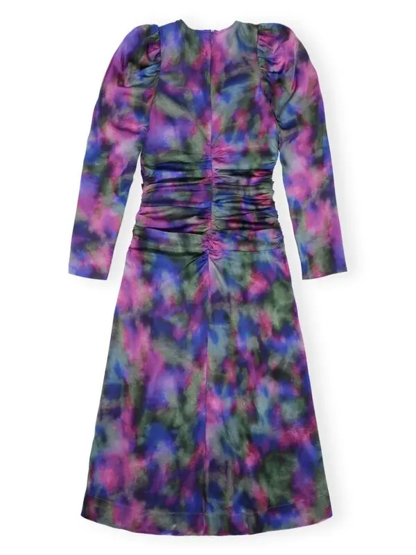 GANNI Graphic-print Gathered Dress