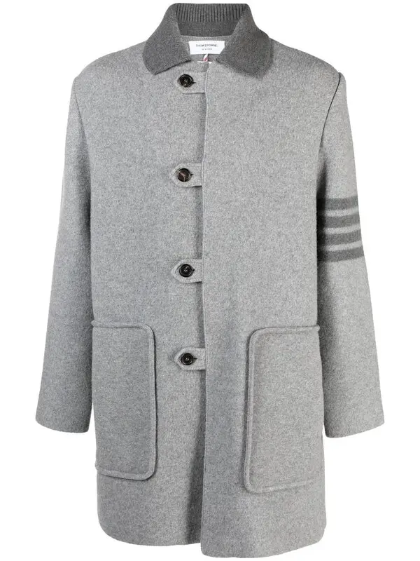 Thom Browne Stripe-trim Single-breasted Coat