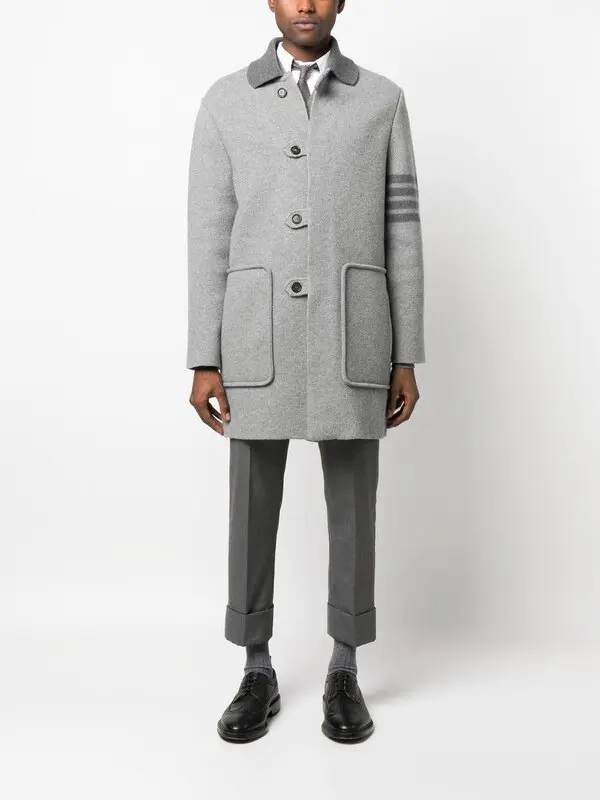 Thom Browne Stripe-trim Single-breasted Coat