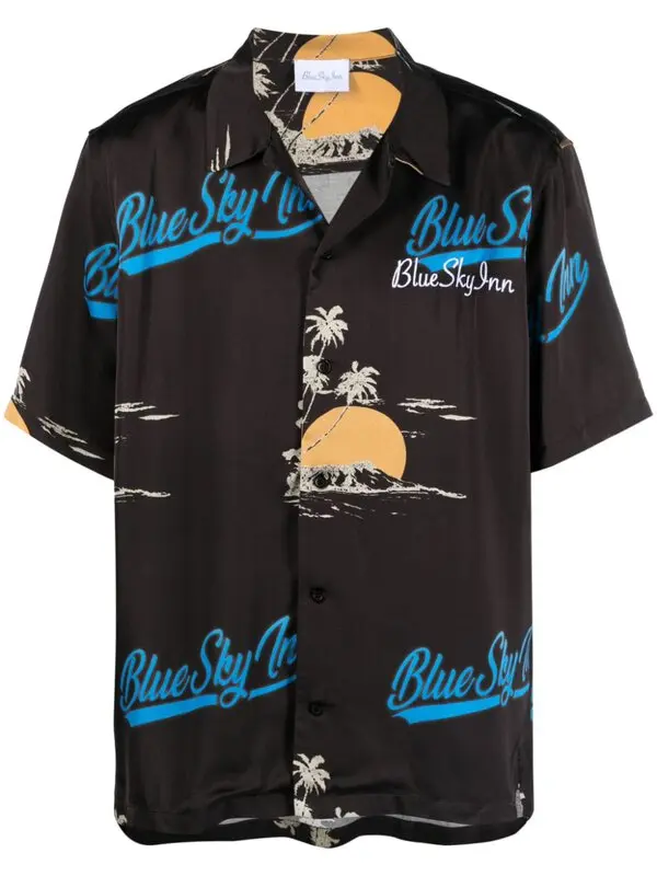 BLUE SKY INN Logo-print Short-sleeve Shirt - Black