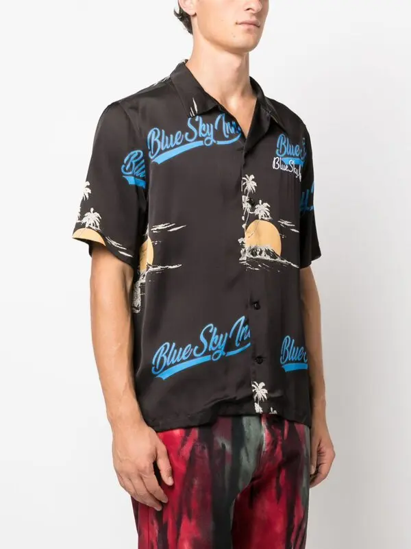 BLUE SKY INN Logo-print Short-sleeve Shirt - Black
