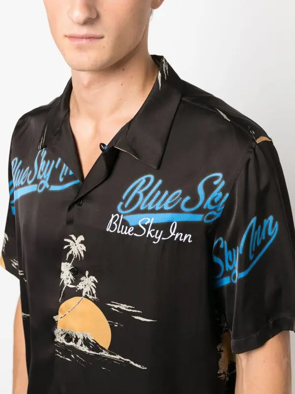 BLUE SKY INN Logo-print Short-sleeve Shirt - Black