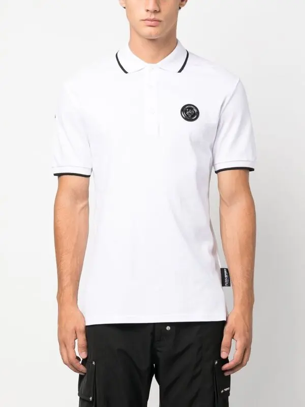 PLEIN SPORT Ss Logo-patch Cotton Polo Shirt
