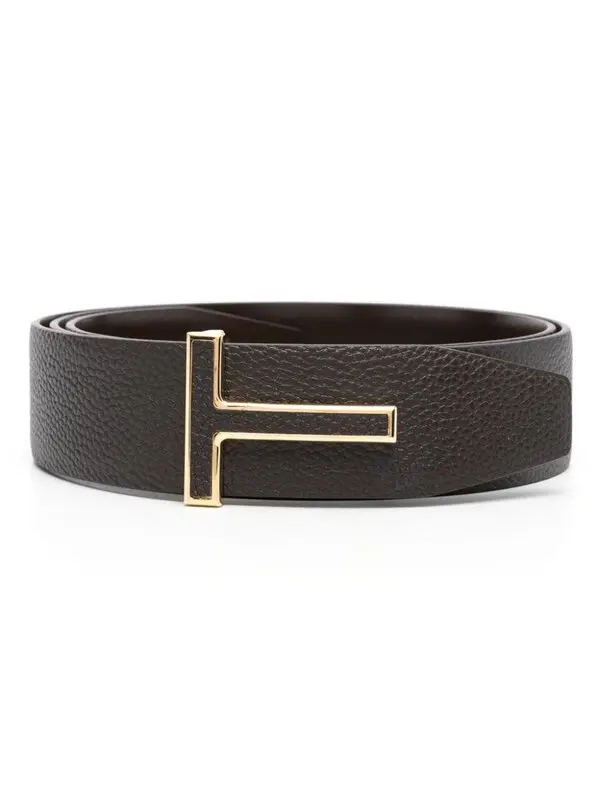 TOM FORD Logo Buckle Leather Belt - Brown
