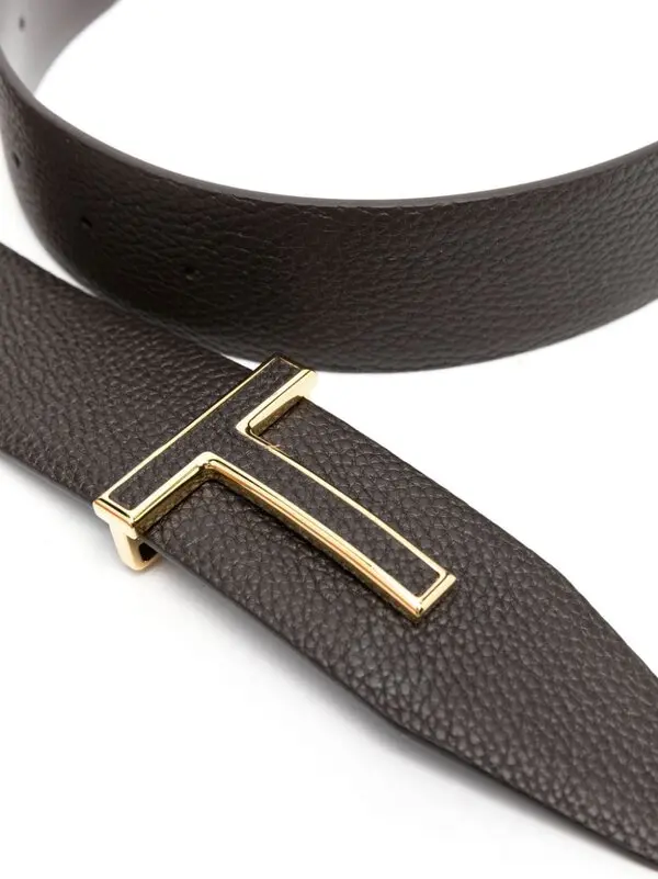 TOM FORD Logo Buckle Leather Belt - Brown