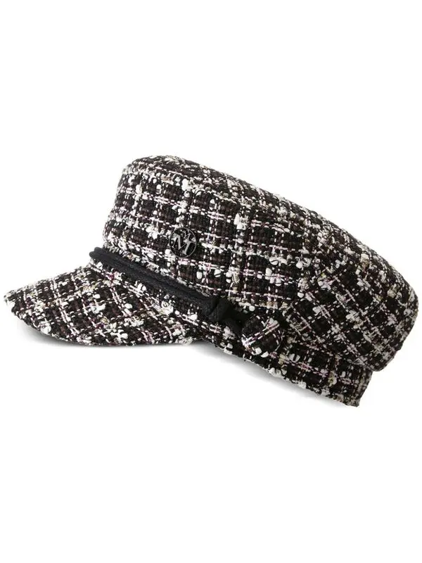 MAISON MICHEL Abby Tweed Sailor Cap - White