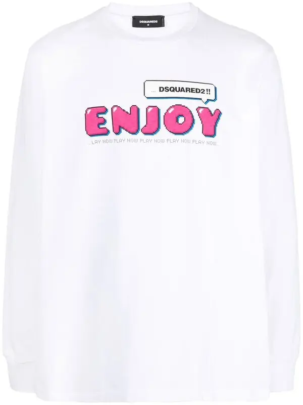 Dsquared2 Enjoy-print Long-sleeve T-shirt - White