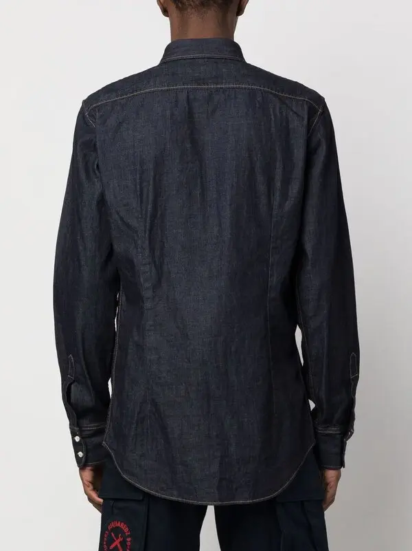 Dsquared2 Logo Plaque Denim Shirt