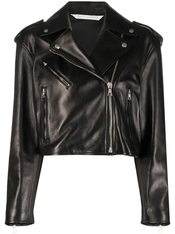 Palm Angels Zip-up Leather Jacket