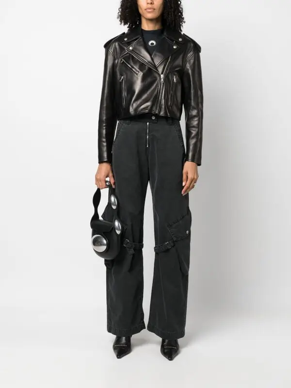 Palm Angels Zip-up Leather Jacket