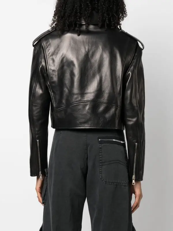 Palm Angels Zip-up Leather Jacket
