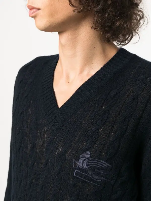 Etro Logo-embroidered Cashmere Jumper - Blue