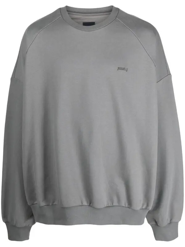 JUUN.J Logo Embroidered Cotton Sweatshirt - Grey