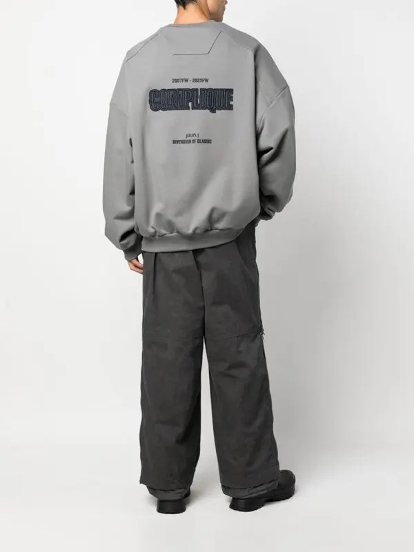 JUUN.J Logo Embroidered Cotton Sweatshirt - Grey