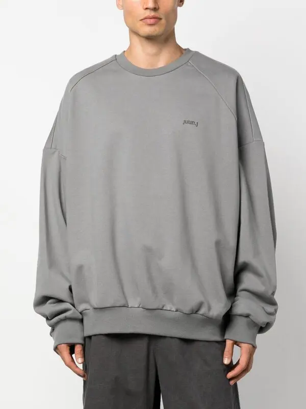 JUUN.J Logo Embroidered Cotton Sweatshirt - Grey