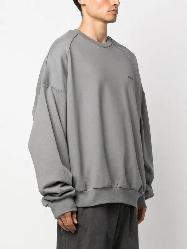 JUUN.J Logo Embroidered Cotton Sweatshirt - Grey